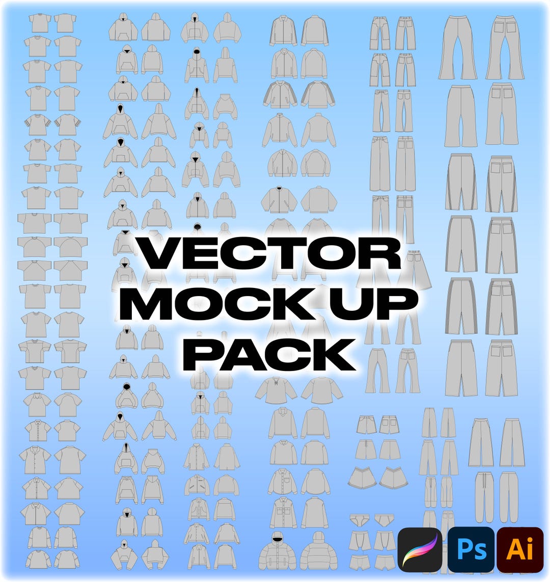 Various Clothing Vector Mock Ups Pack - Etsy