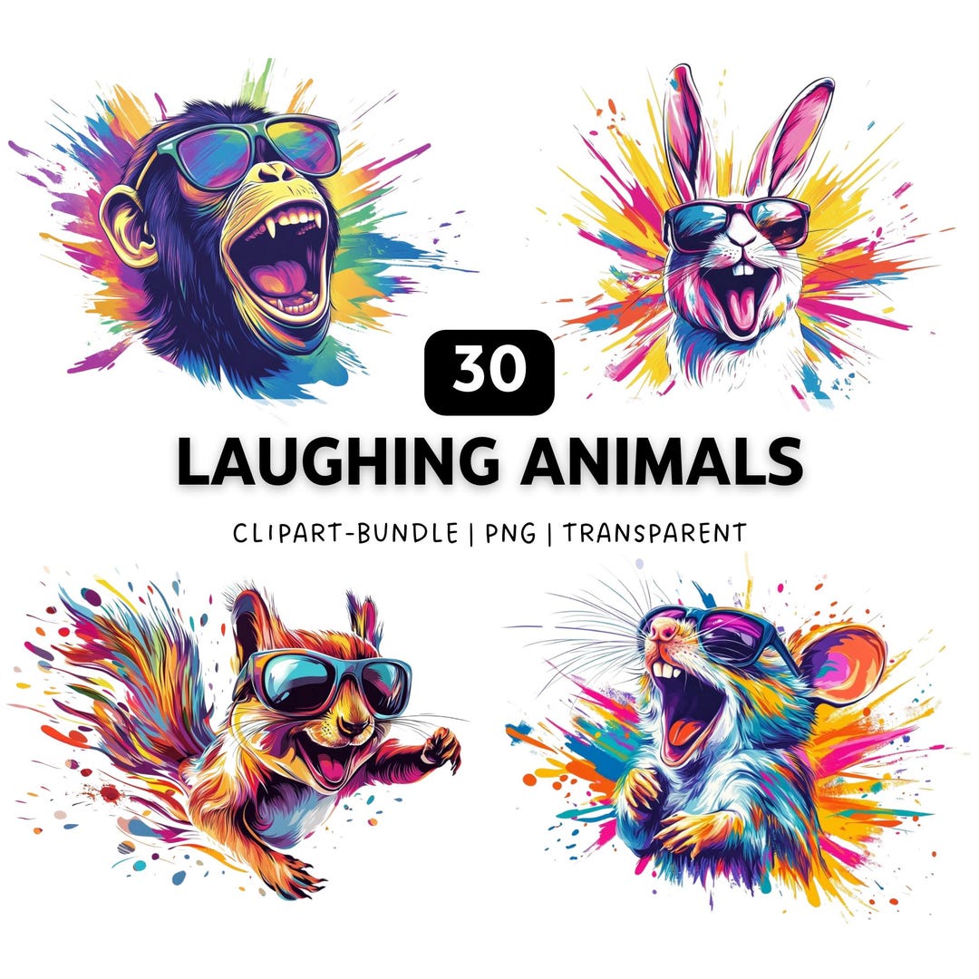 30 Laughing Animals PNG, Animal PNG, Funny Animal Clipart, Animal ...