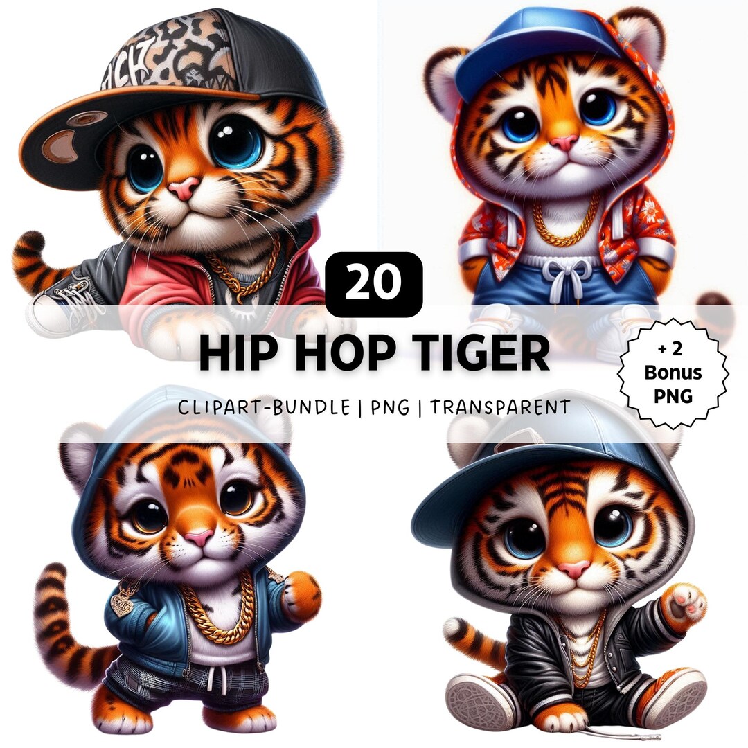 20 Hip Hop Tiger PNG, Tiger Clipart, Animal PNG, Funny Animal Clipart ...