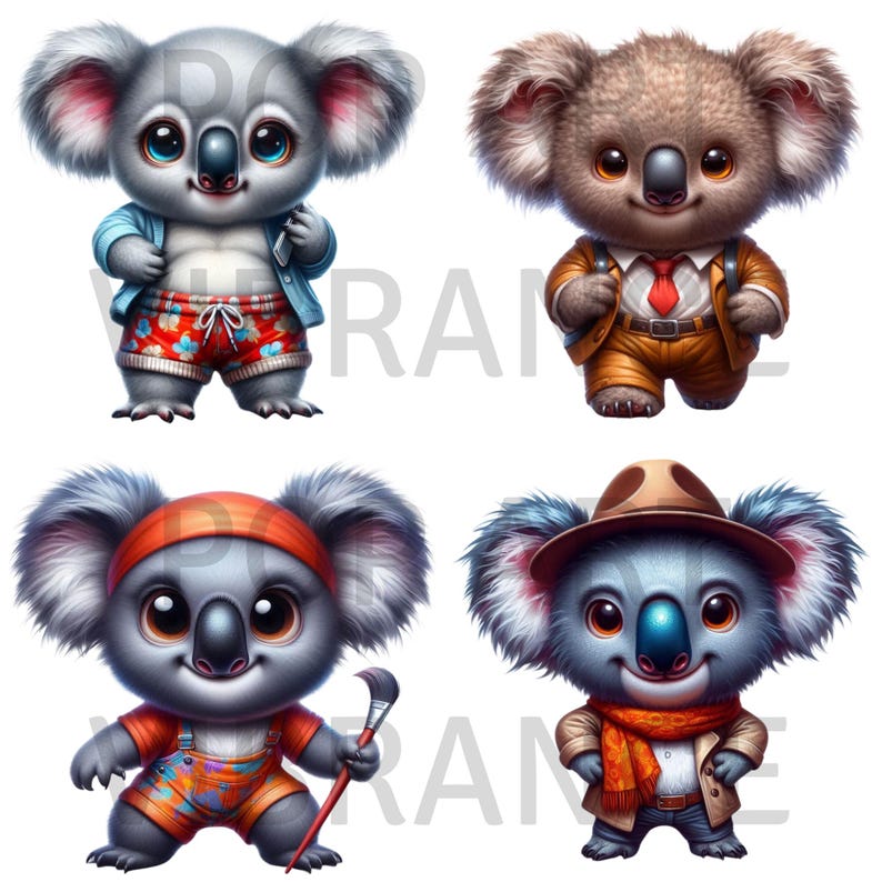 20 Funny Koala PNG, Quirky Animal Clipart Bundle for Sublimation ...