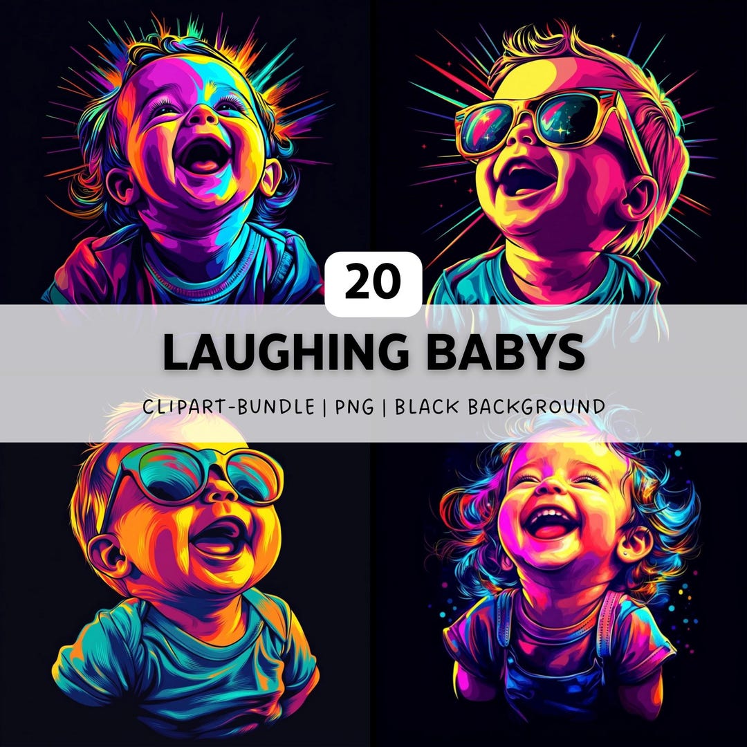 20 Laughing Babies Neon Clipart, Neon PNG, Neon Art, Neon Design ...