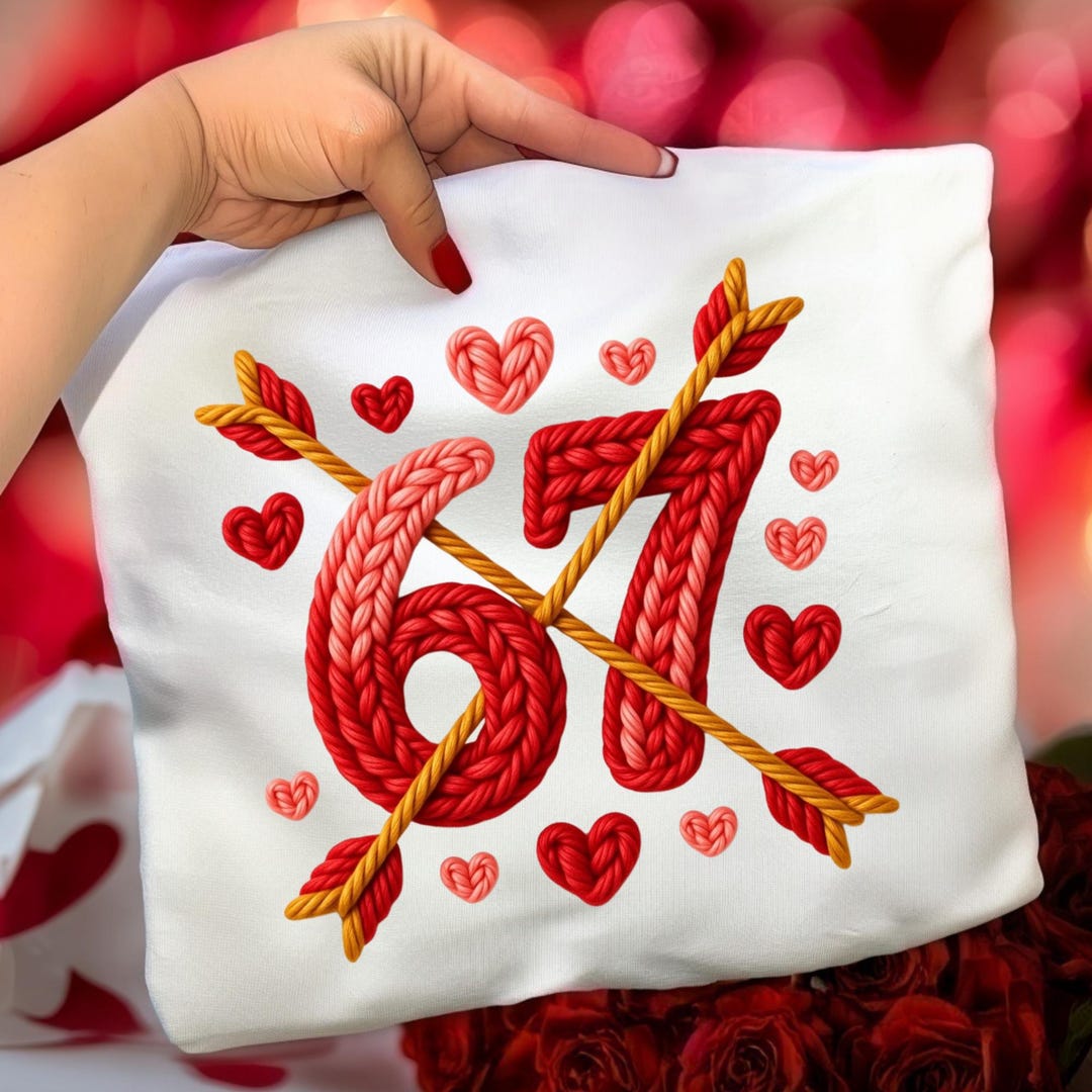 Trendy 67 PNG, Ironic Love Clipart, Faux Yarn Valentine Printable File ...