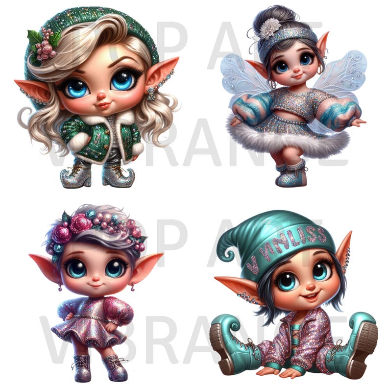 20 Glitter Elf PNG, Cute Fantasy Clipart Bundle for Sublimation ...