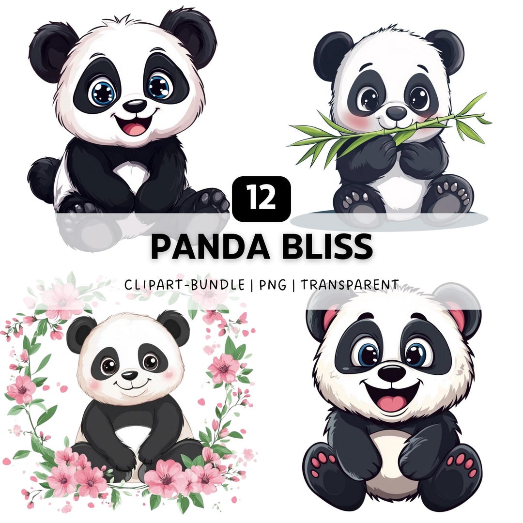12 Panda Bliss PNG, Panda Clipart, Animal PNG, Funny Animal Clipart ...