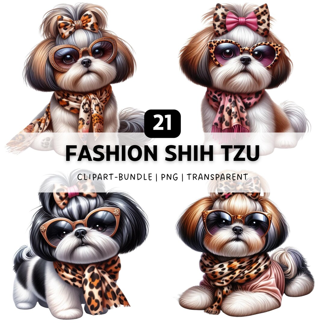 21 Fashion Shih Tzu PNG, Shih Tzu Clipart, Animal PNG, Funny Animal ...