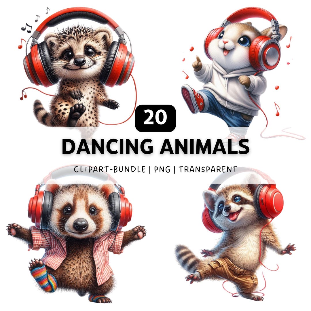20 Dancing Animals PNG, Animal Png, Funny Animal Clipart, Animal Bundle ...