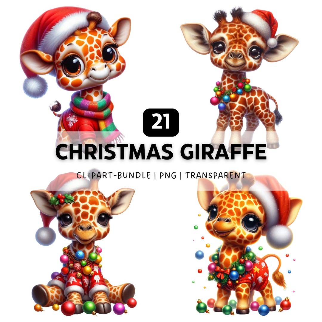 21 Christmas Giraffe PNG, Giraffe Clipart, Christmas Animals, Funny ...