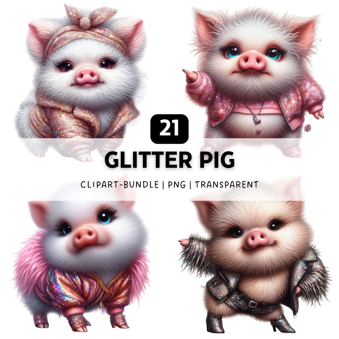 21 Glitter Pig PNG, Pig Clipart, Animal PNG, Funny Animal Clipart ...