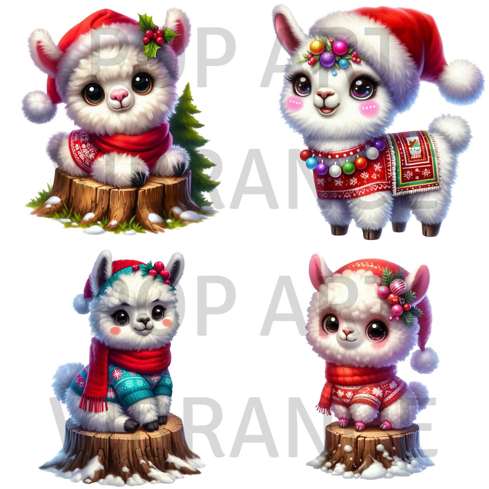 20 Funny Christmas Llama PNG – Cute Animal Christmas Clipart Bundle ...