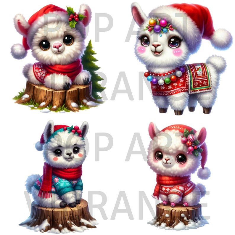 20 Funny Christmas Llama PNG – Cute Animal Christmas Clipart Bundle ...