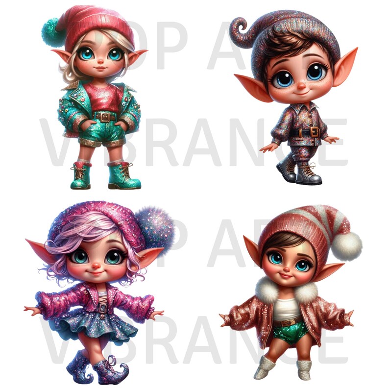 20 Glitter Elf PNG, Cute Fantasy Clipart Bundle for Sublimation ...