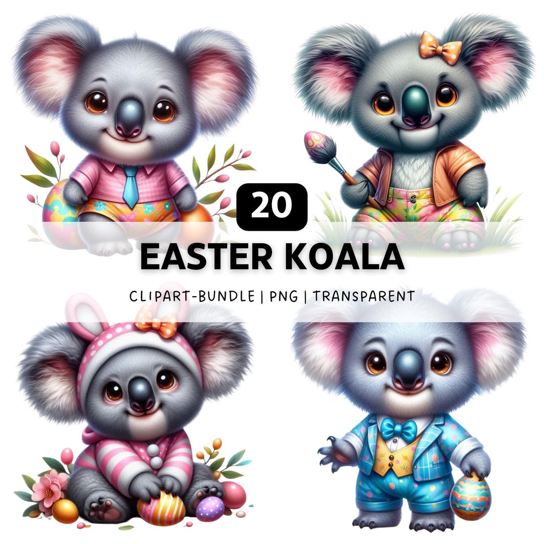 20 Easter Koala PNG, Koala Clipart, Animal PNG, Funny Animal Clipart ...