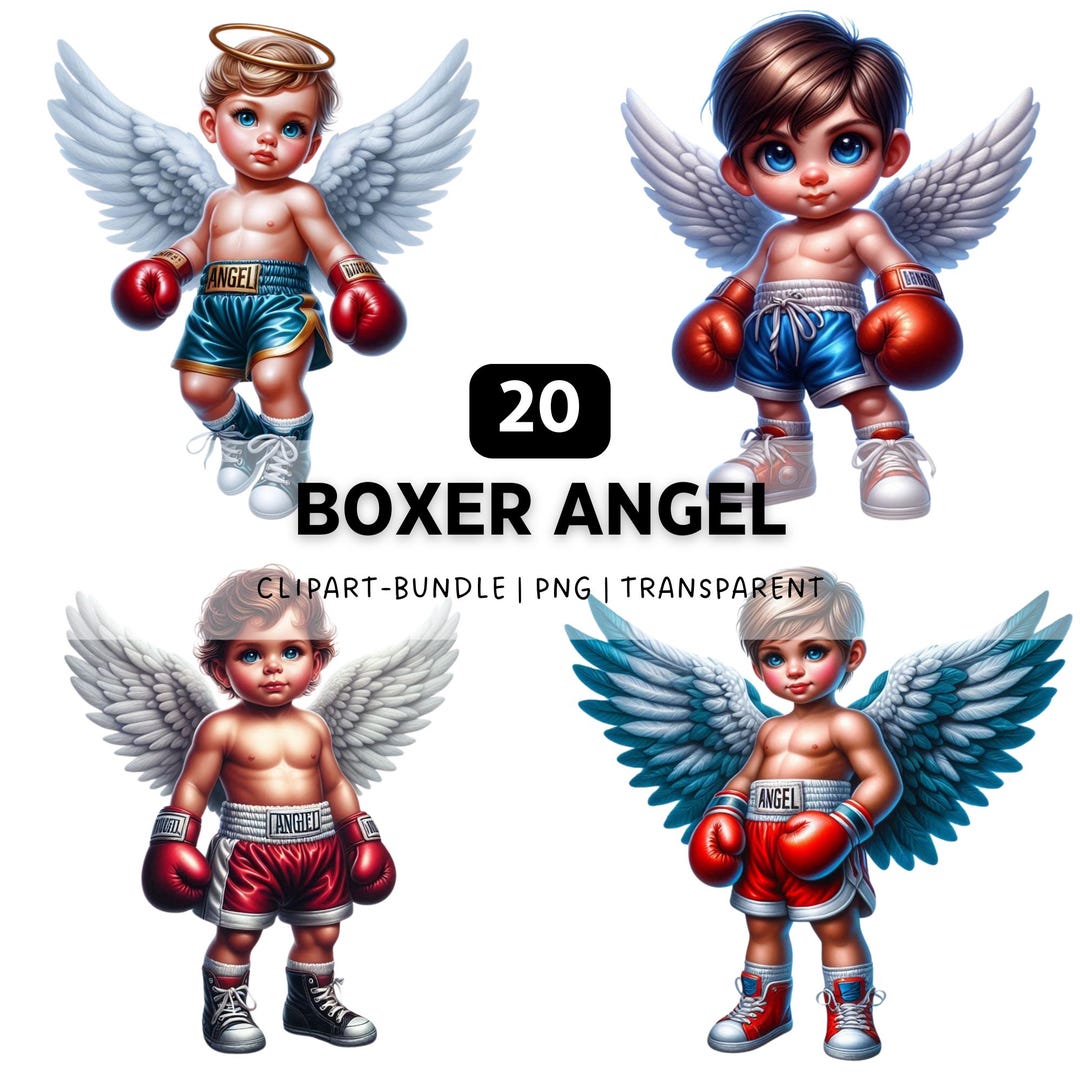 20 Boxer Angel PNG – Cute Boxer Angel PNG Bundle, Whimsical Clipart ...