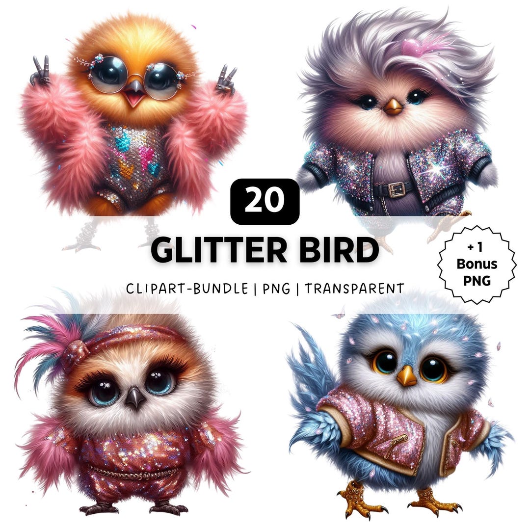 20 Glitter Bird PNG, Bird Clipart, Animal PNG, Funny Animal Clipart ...