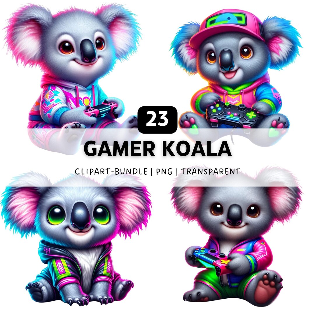 23 Gamer Koala PNG, Koala Clipart, Animal PNG, Funny Animal Clipart ...