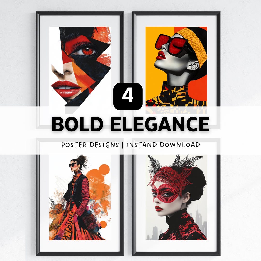 4 Modern Posters, Bold Elegance, Pop Art Wall Art, Trendy Wall Art ...