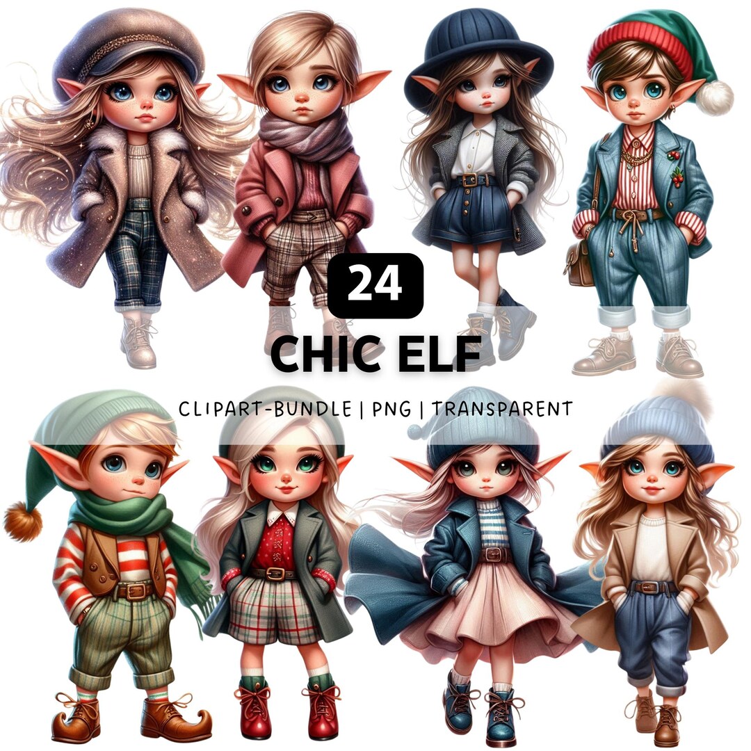24 Chic Elf PNG, Trending Fantasy Clipart Bundle for Sublimation ...