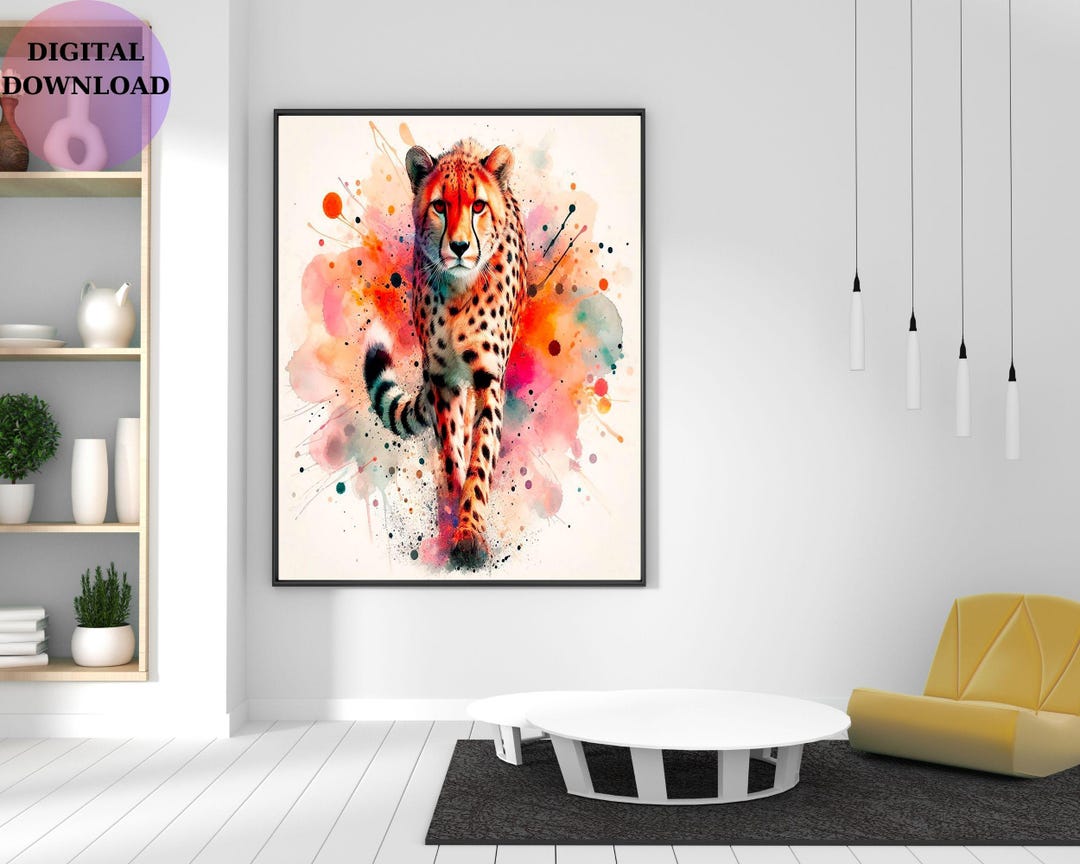 Cheetah Art Print, Cheetah Watercolor Painting, Stunning Cheetah ...