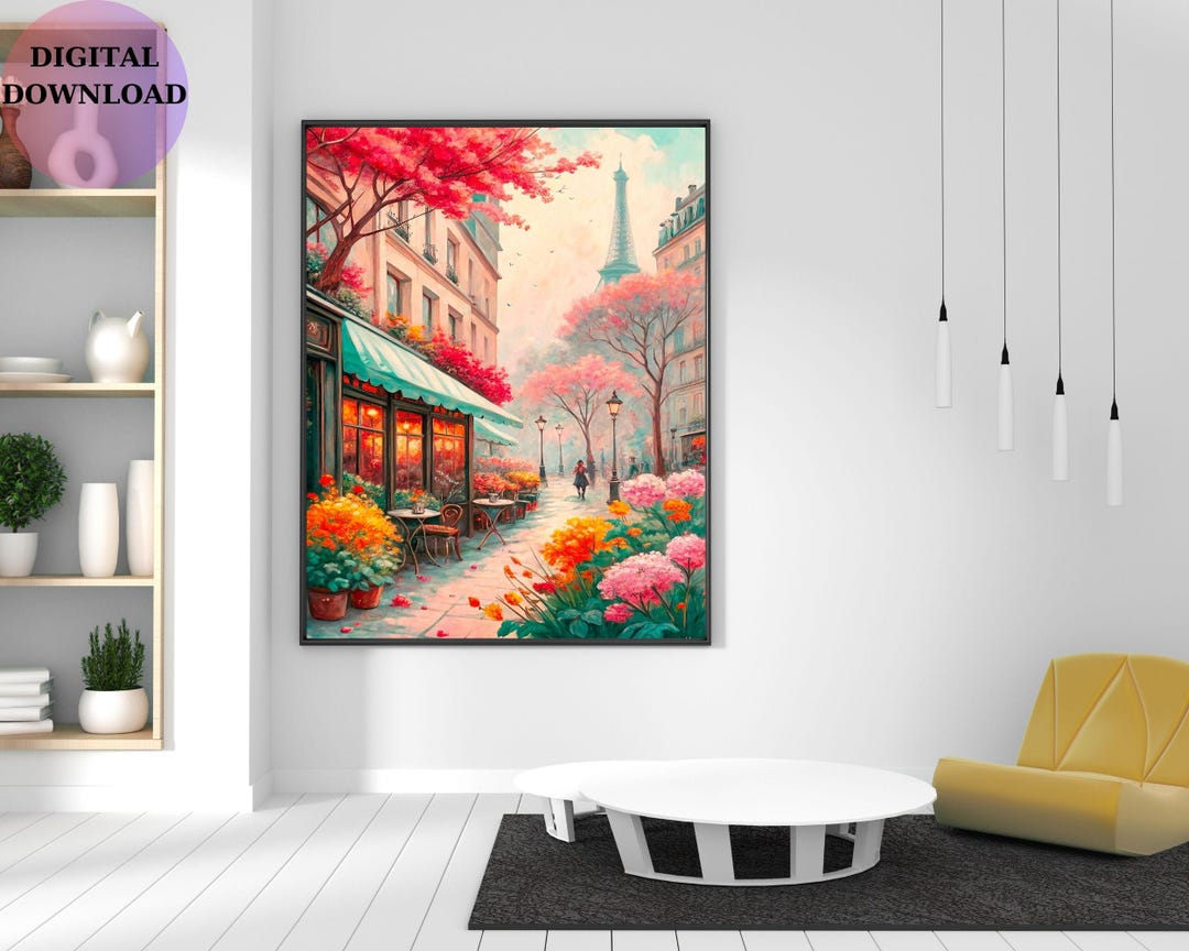 Paris Street Painting, Eiffel Tower Paris Print, Paris Cityscape ...