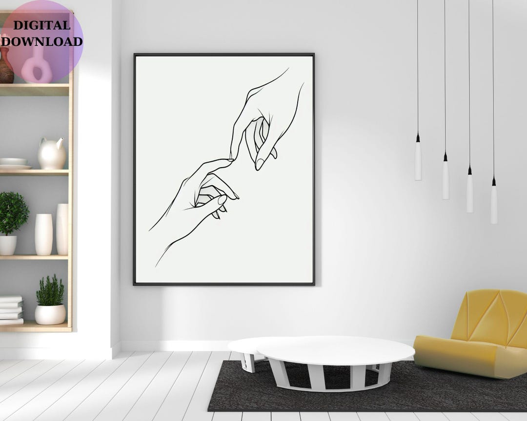 Minimalist Love Line Art, Romantic Hand Drawing Print, Elegant Couple ...