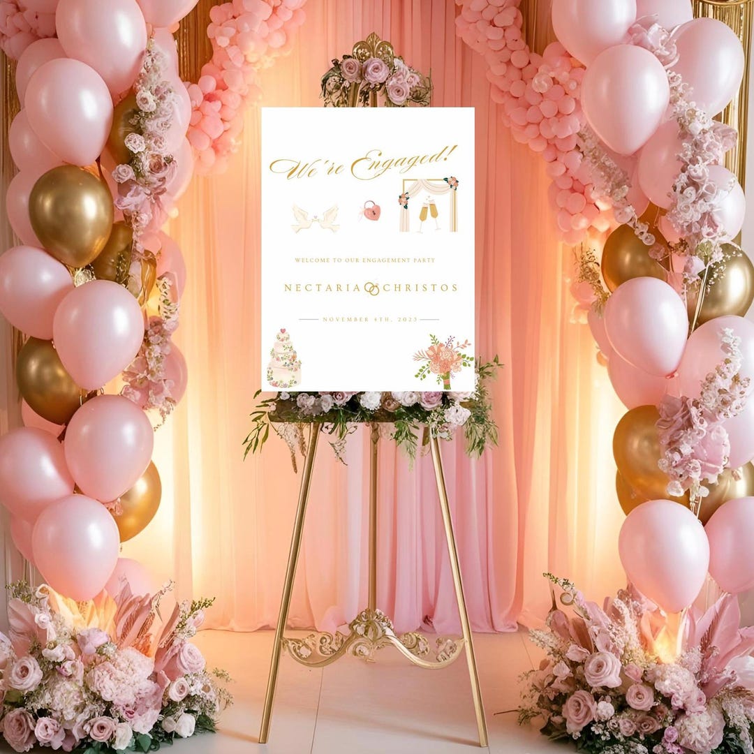 Classy Engagement Party Welcome Sign – Custom, Editable Template in ...