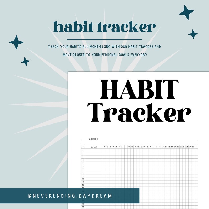 Month Long Multiple Habit Tracker PRINTABLE Adult Habit Tracker and ...