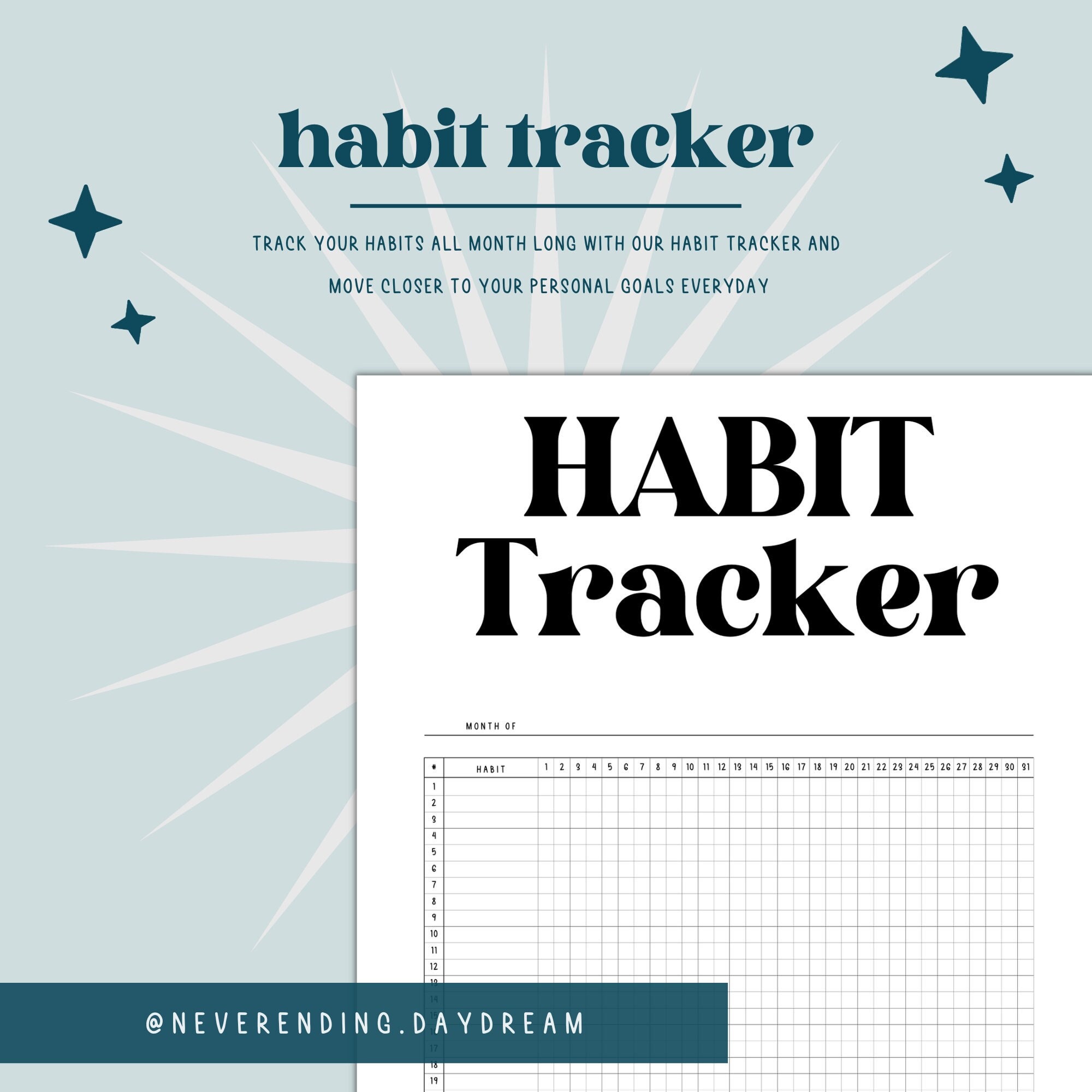 Month Long Multiple Habit Tracker PRINTABLE Adult Habit Tracker and ...