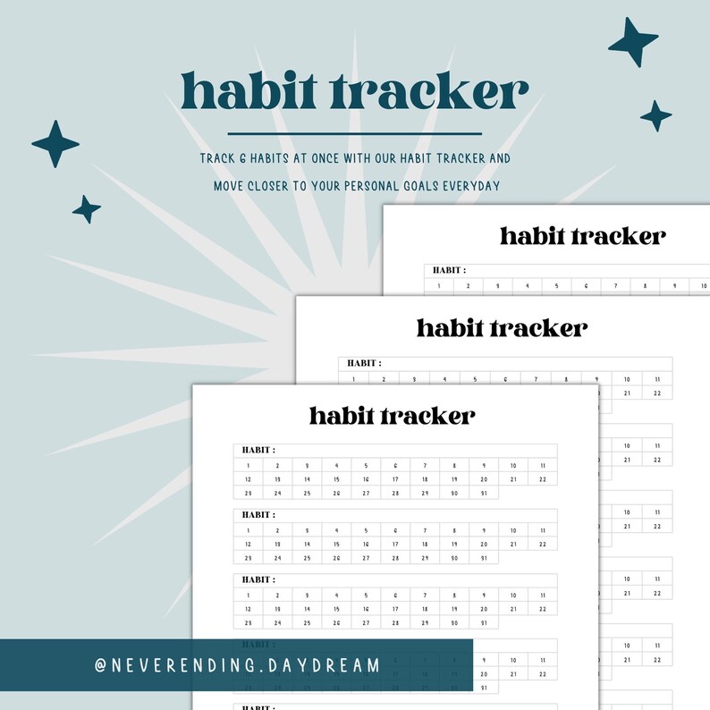 6 in 1 Habit Tracker PRINTABLE Adult Habit Tracker and Organizer ...