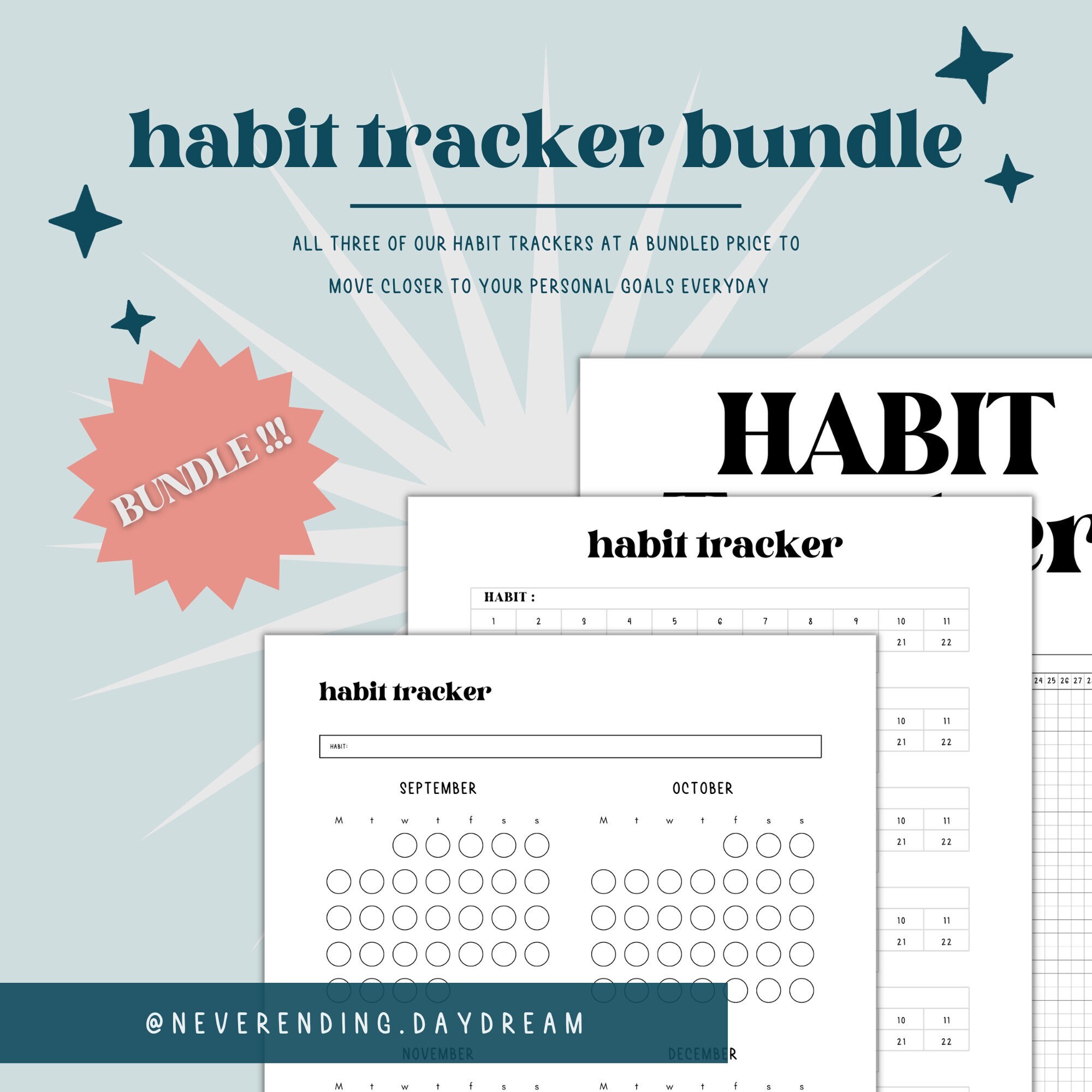 Habit Tracker Bundle 3 PRINTABLE Adult Habit Trackers and Organizers ...