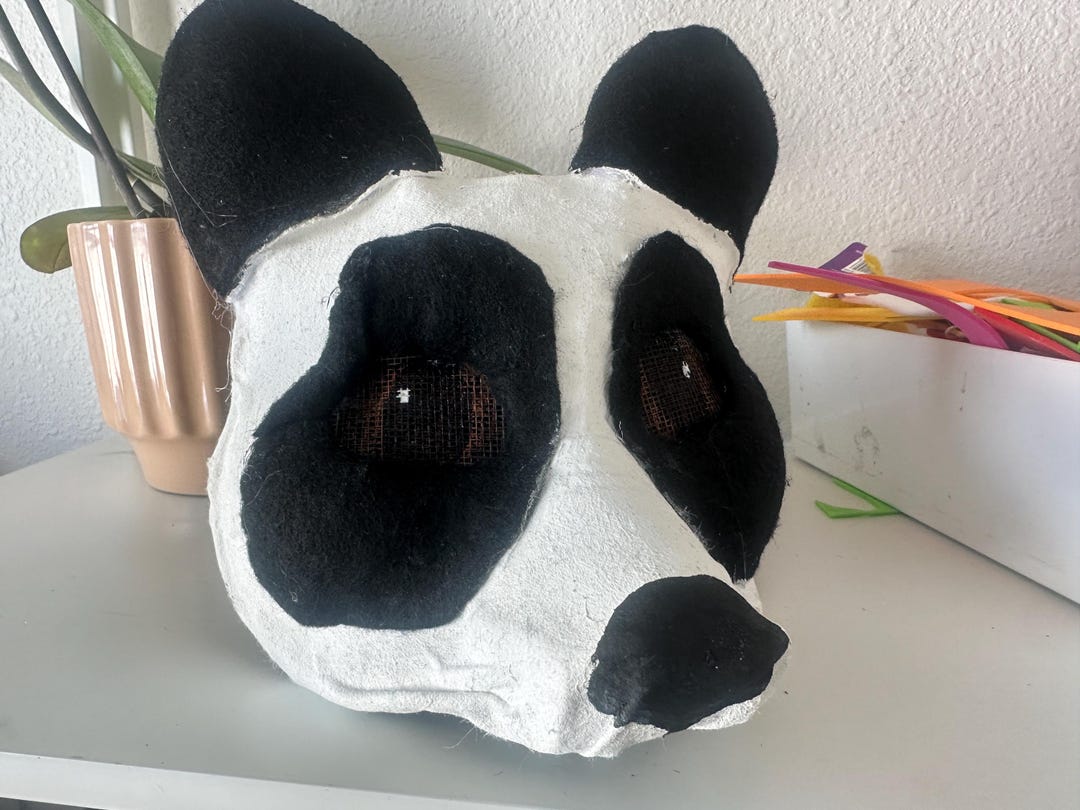 Panda Animal Mask - Black and White Panda Therian Furry Mask for ...