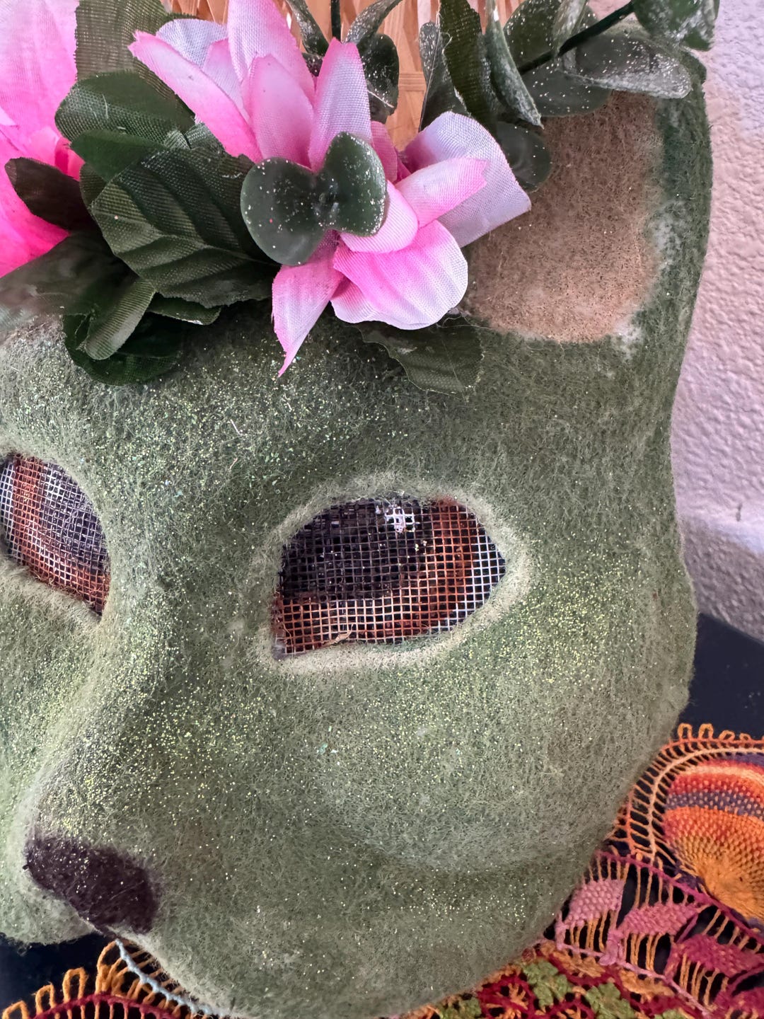 Green Animal Mask Flowery Forest Kitty Cat Therian Furry Mask for ...