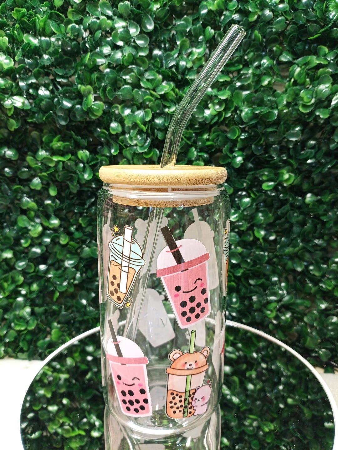 Boba Milk Tea Glass Cup, Personalized Glass Cup 16oz & 20oz Tea, Coffee ...