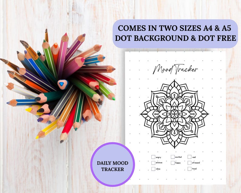 Mandala Mood Tracker Printable: Journal Planner Page (A4/A5 Digital ...
