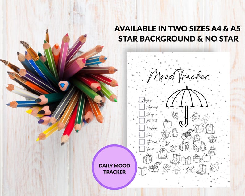 Autumn Leaves Mood Tracker Printable: Journal Planner Page (A4/A5 ...