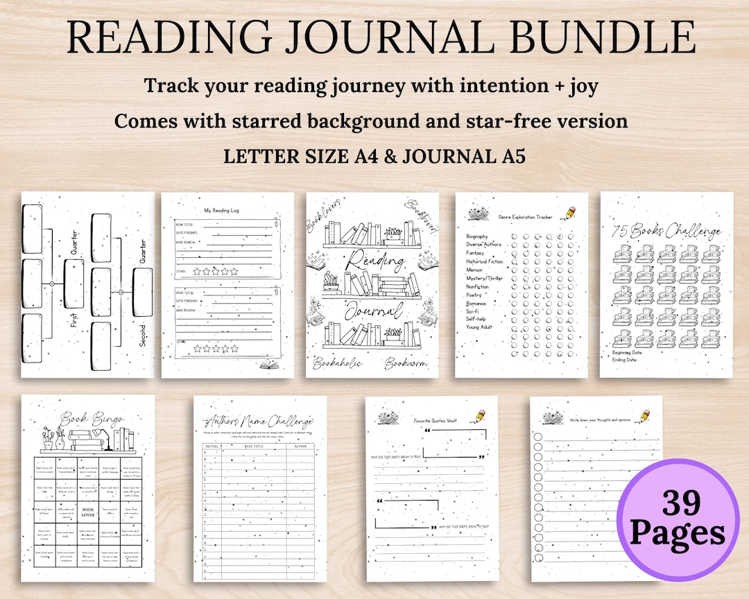 Printable Reading Journal Bundle: Book Tracker, Reading Log (A4/A5 ...