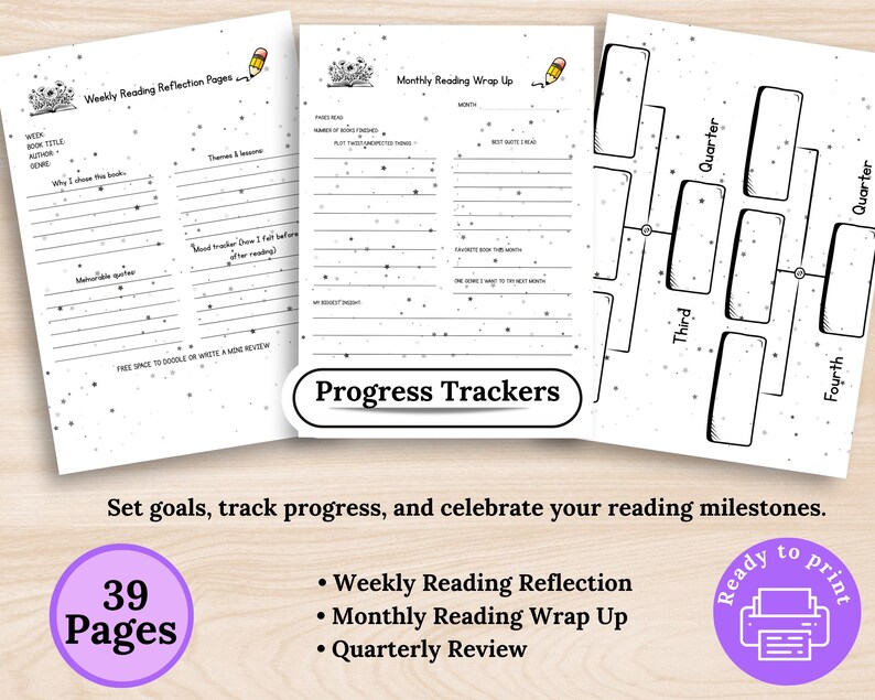 Printable Reading Journal Bundle: Book Tracker, Reading Log (A4/A5 ...