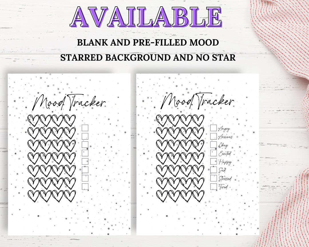 Love Hearts Mood Tracker - PRINTABLE Journal Page - Planner Page ...