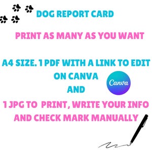 Dog Report Card Template - Etsy