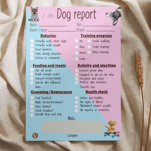 Dog Report Card Template - Etsy