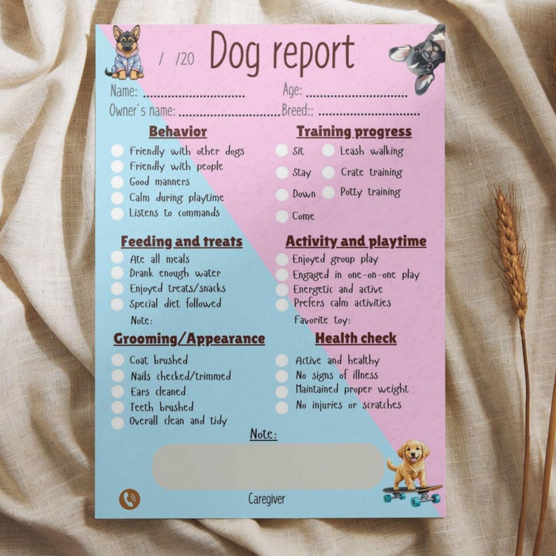 Dog Report Card Template - Etsy
