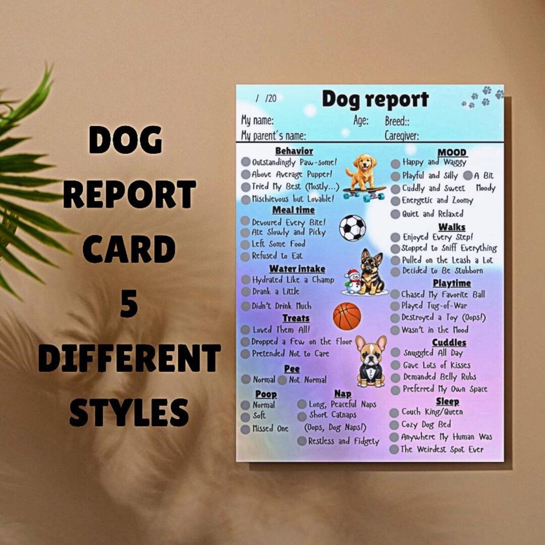 Dog Report Card Template - Etsy