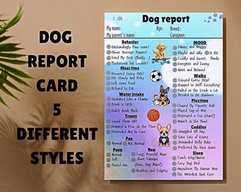 Dog Report Card Template - Etsy