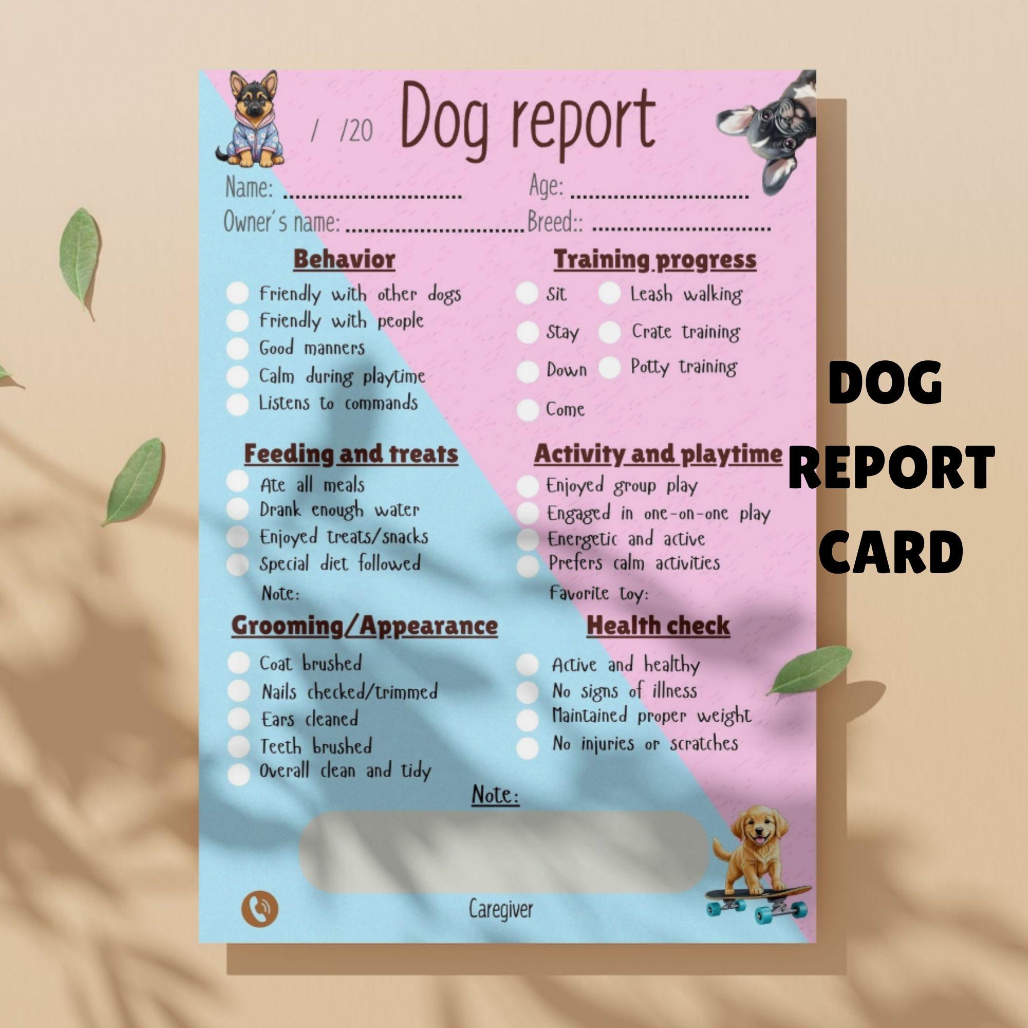 Dog Report Card Template - Etsy