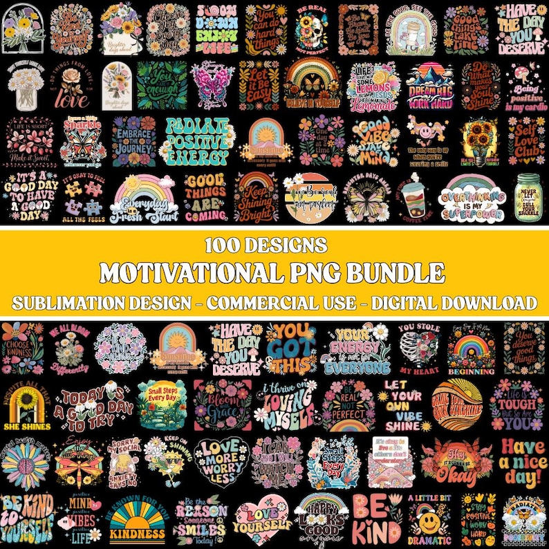 100+ Motivational PNG Bundle, Positive Quotes, Uplifting Sayings ...