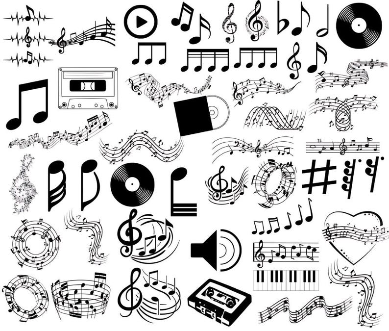 Music Notes Svg Bundle, Guitar Note Svg, Musical Notes Clipart, Music ...