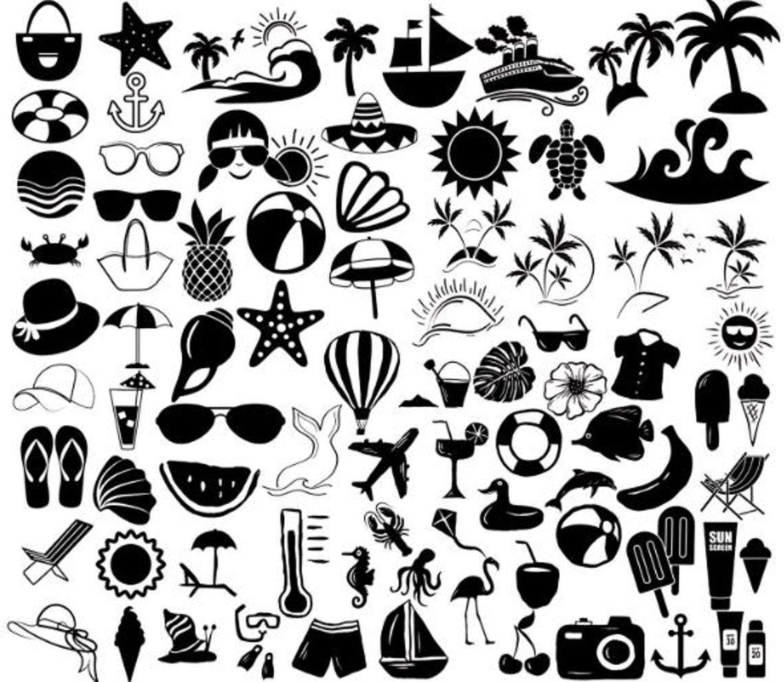 Beach SVG Bundle: Summer Clipart, Palm Tree, Tropical Designs (cut ...
