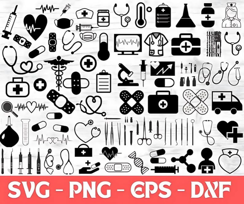 Medical Icons Clipart SVG Bundle: Doctor, Nurse, Hospital (digital ...