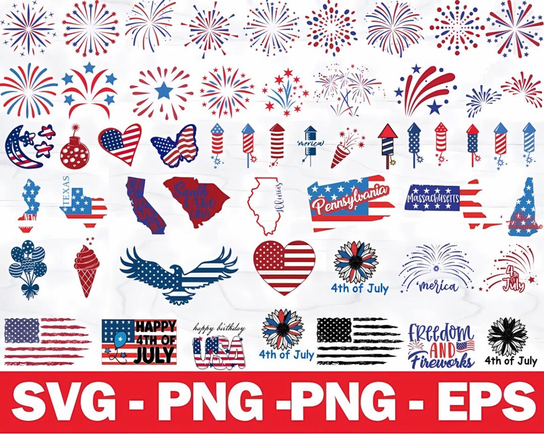 Fireworks SVG Bundle, Firecracker SVG, 4th of July Firework Png Bundle ...
