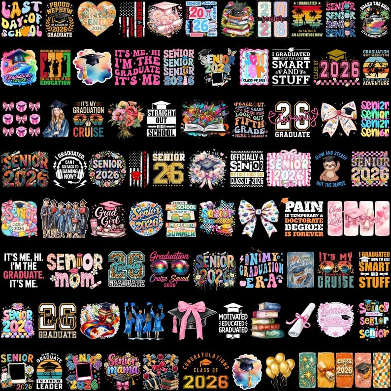 Graduation PNG Bundle, Class of 2026, High School Senior Mom, Preppy ...