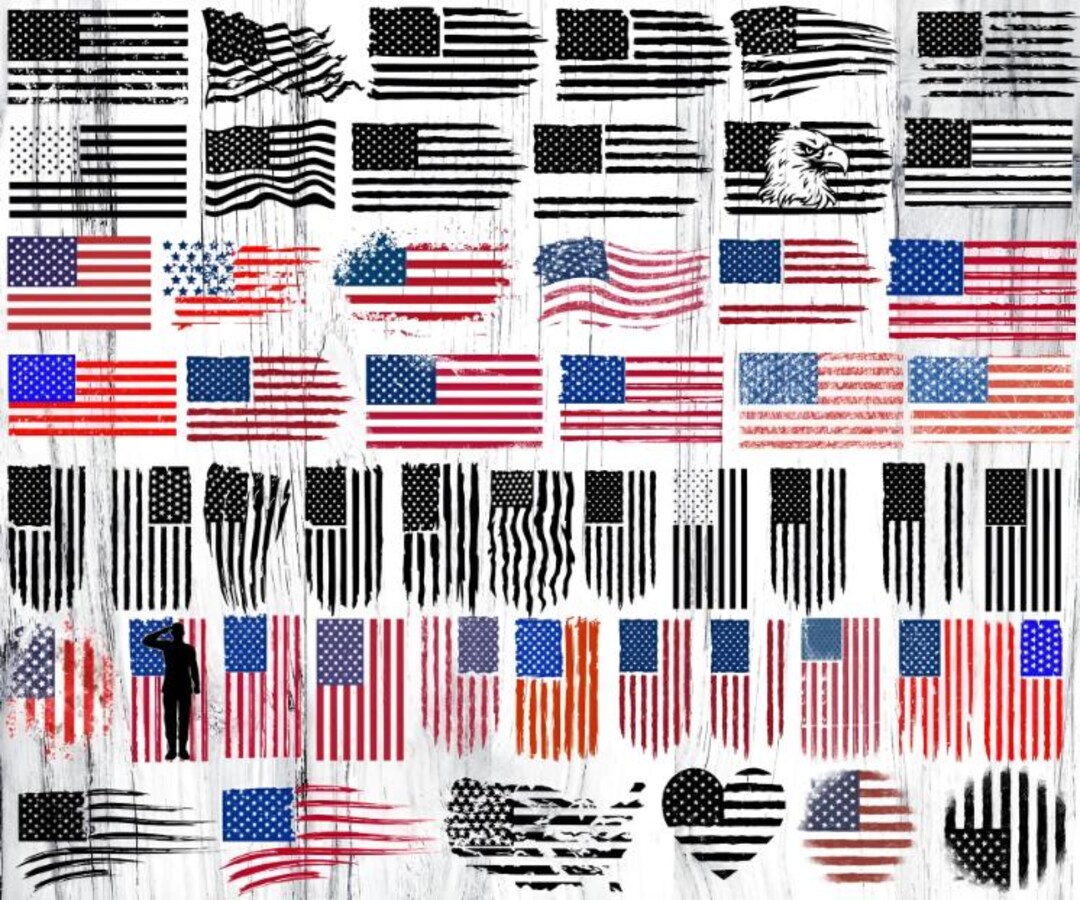 Distressed American Flag SVG Bundle: Patriotic Designs (digital ...